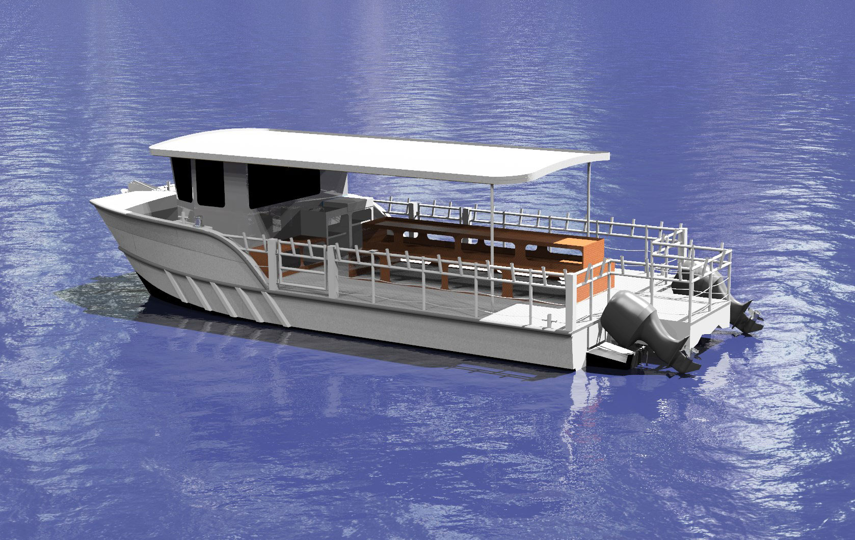 New powercat for mussel farm fishing charters - Kingfisher Boats